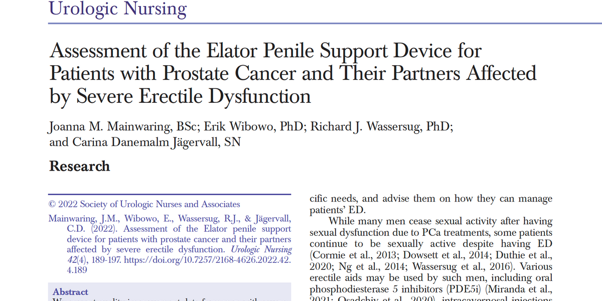 Assessment of the Elator Penile Support Device for Patients with Prost ...